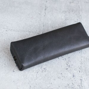 Dark Gray Classy Leather Pencil Case/pen Pouch - Etsy