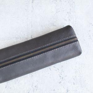 Dark Gray Classy Leather Pencil Case/pen Pouch - Etsy