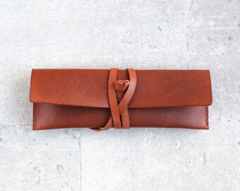 Brown Classy Leather Pencil Case/pen Pouch - Etsy