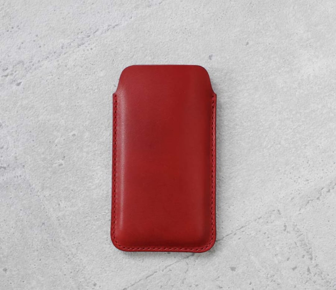 Red iPhone Handmade Natural Genuine Leather Sleeve Pouch Case - Etsy