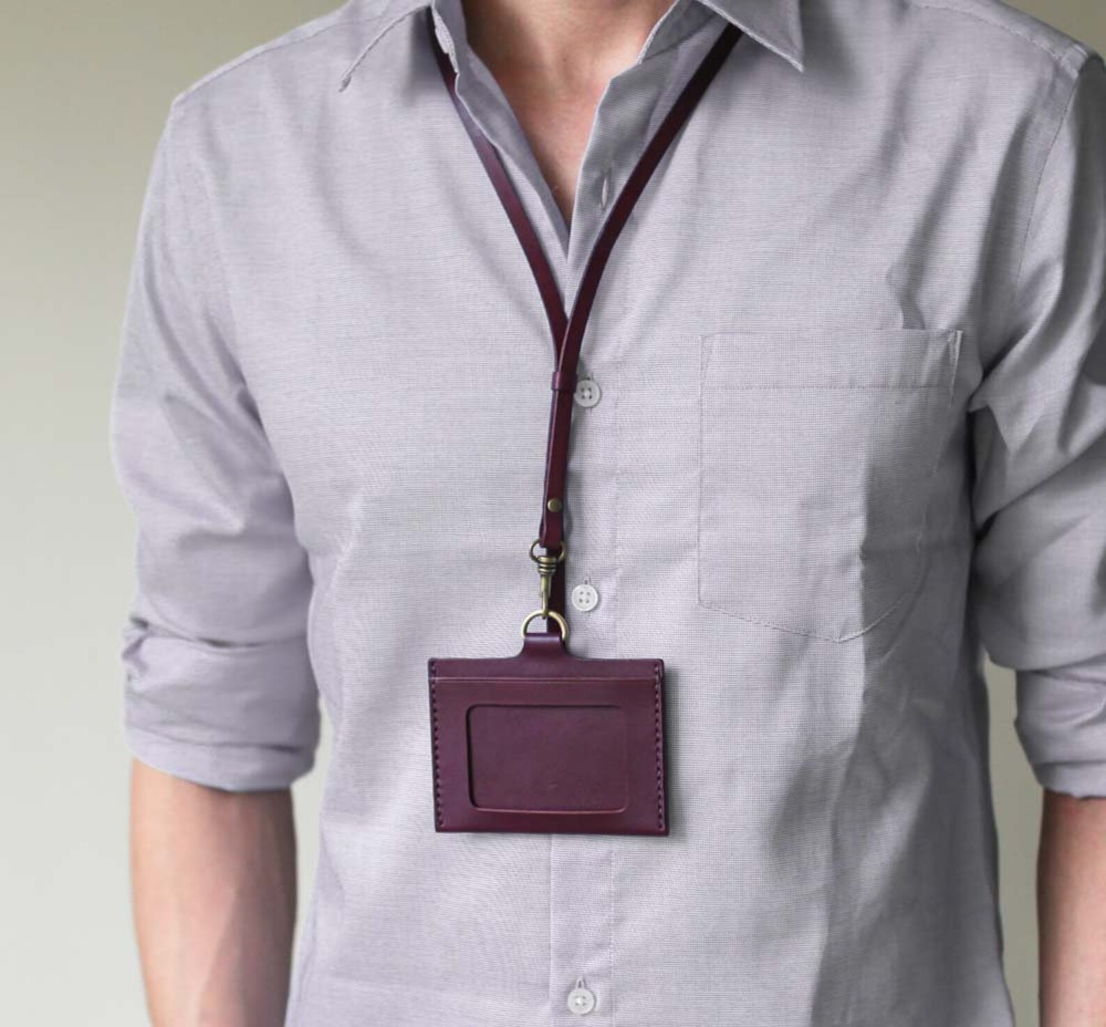 Grape Purple Handmade Leather ID Card Case / Holder/ Badge - Etsy