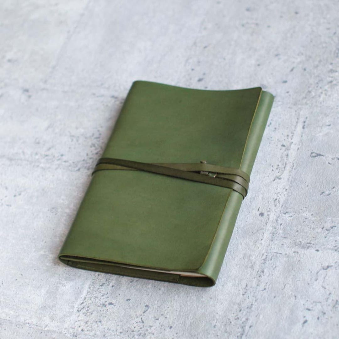 Green Handmade Refillable Leather Journal Notebook/ Book Cover A5 - Etsy