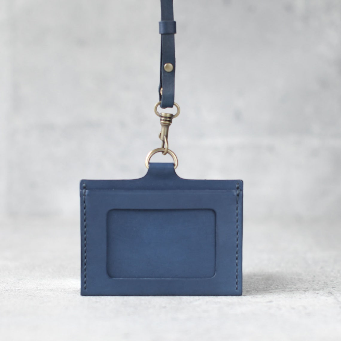 Navy Handmade Leather ID Card Case / Holder/ Badge Holder - Etsy