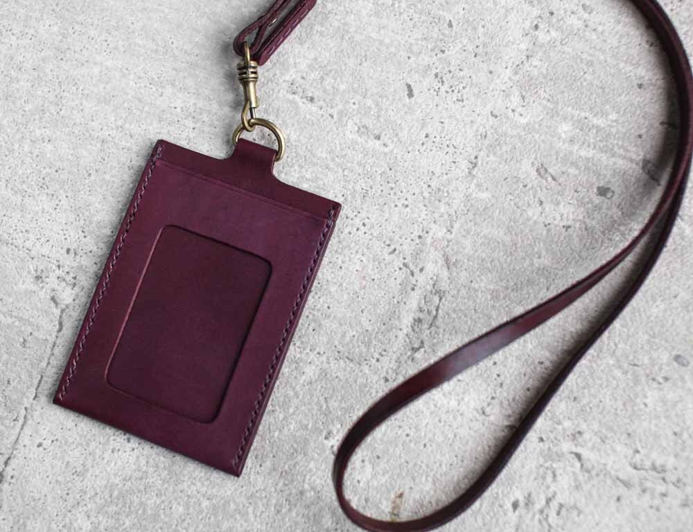 Grape Purple Handmade Leather ID Card Case / Holder/ Badge - Etsy