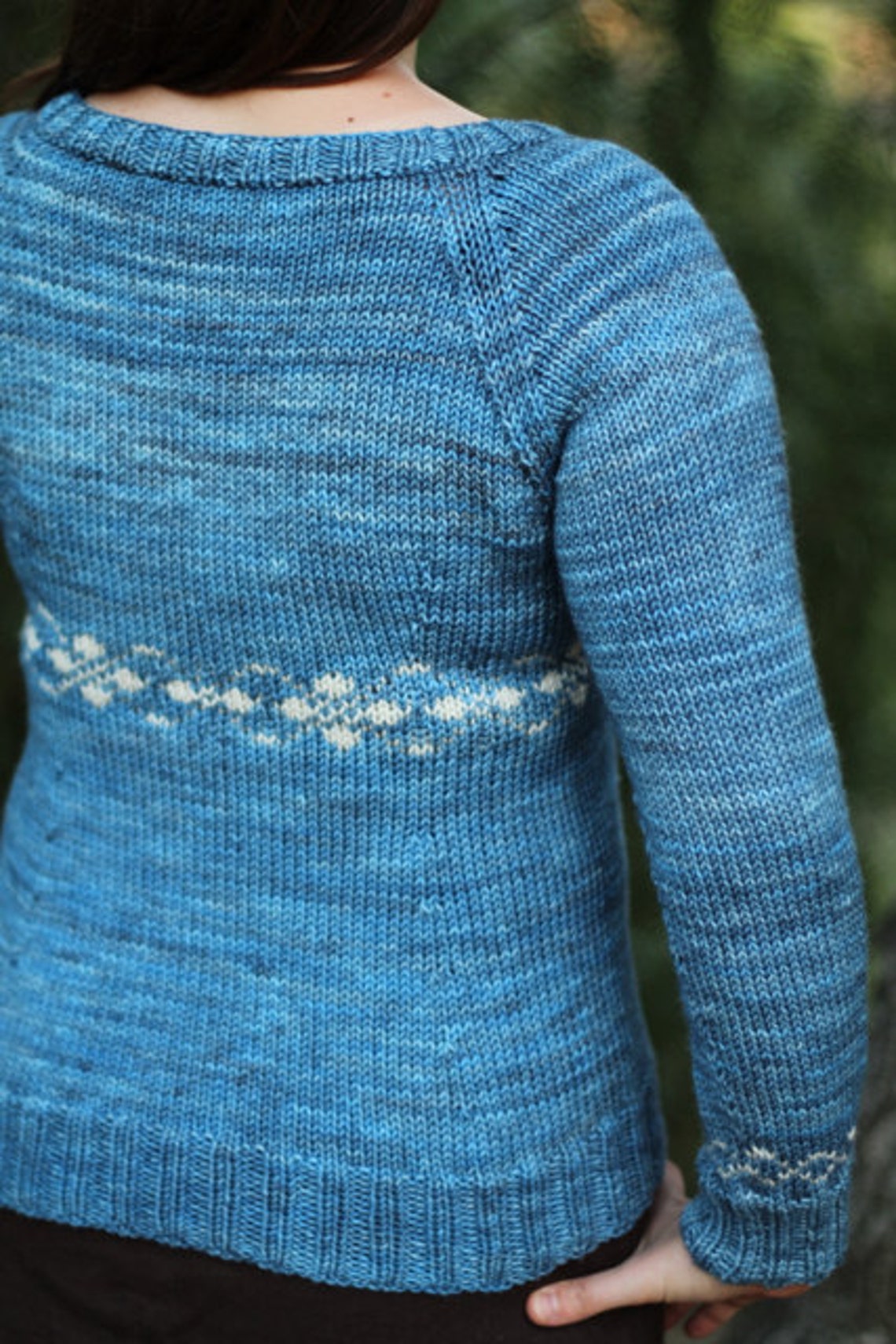 PDF Knitting Pattern: Blue Betty Colorwork Detail Sweater With Scoop ...