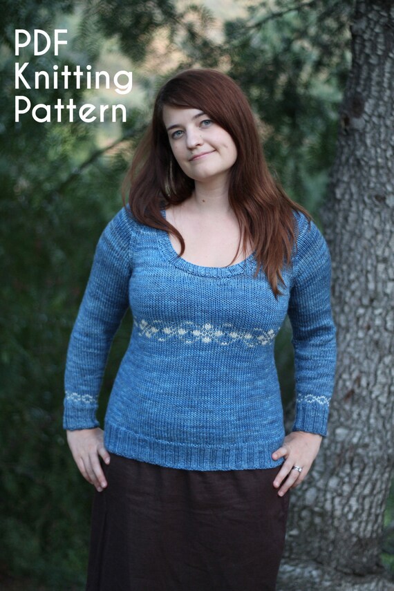 PDF Knitting Pattern: Blue Betty Colorwork Detail Sweater With | Etsy