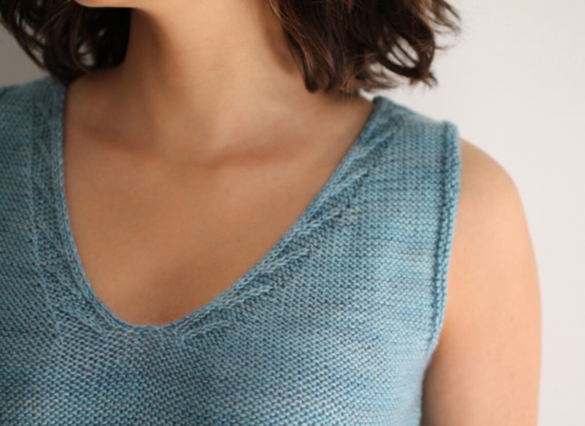 PDF Knitting Pattern: Avelina, Sleeveless Top/tank With V-neck and ...