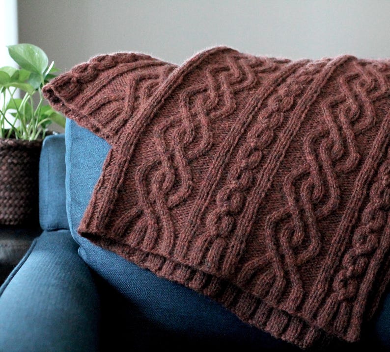 PDF Knitting Pattern: Autumn Snug Cabled Throw/blanket in Aran Weight ...