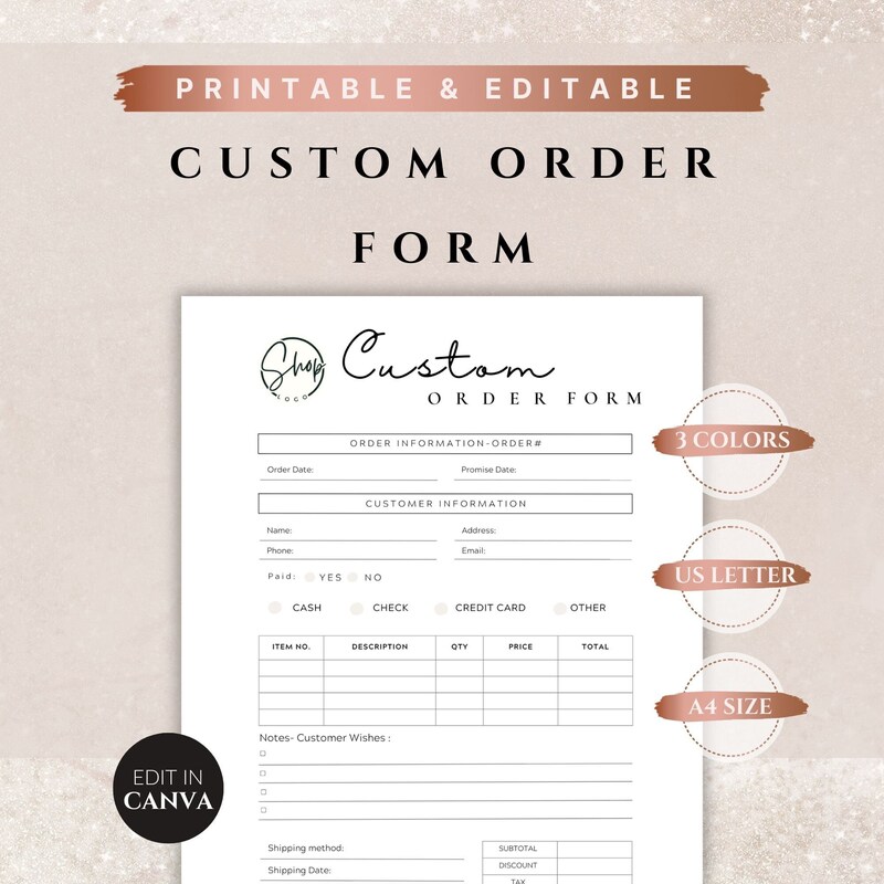 Order Form Template - Etsy