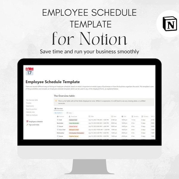 Notion Template Employee Etsy 