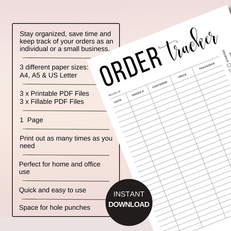 Digital Order Tracker Template, Sales Tracker for Small Business, Order ...