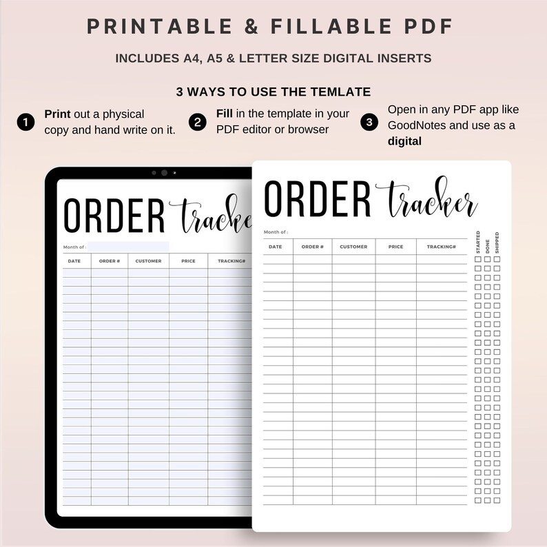 Digital Order Tracker Template, Sales Tracker for Small Business, Order ...