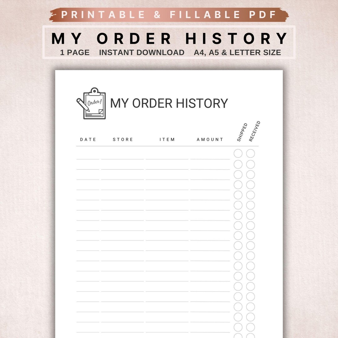 My Order History Template, Purchase Online Order Tracker, Tracking My ...