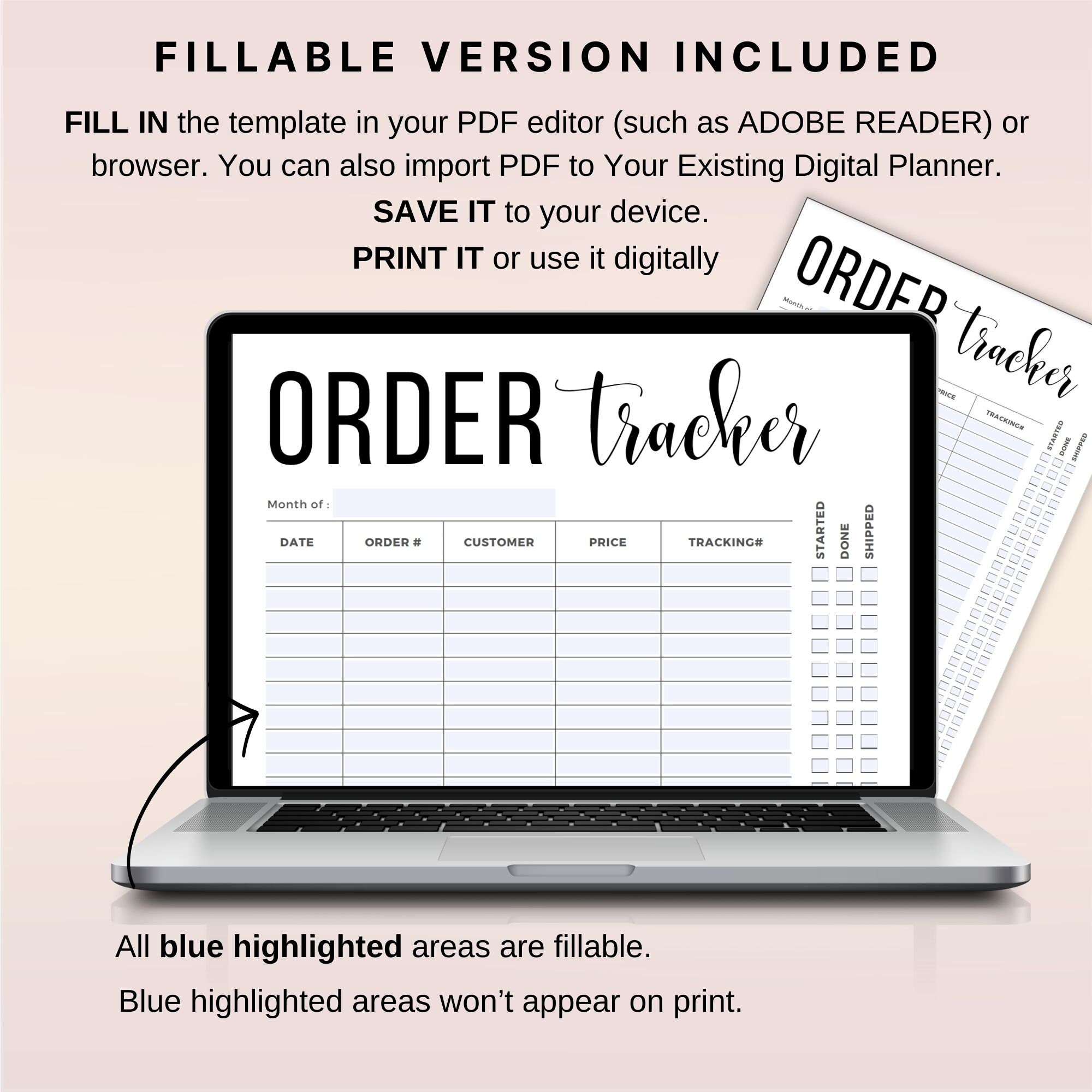 Digital Order Tracker Template, Sales Tracker for Small Business, Order ...