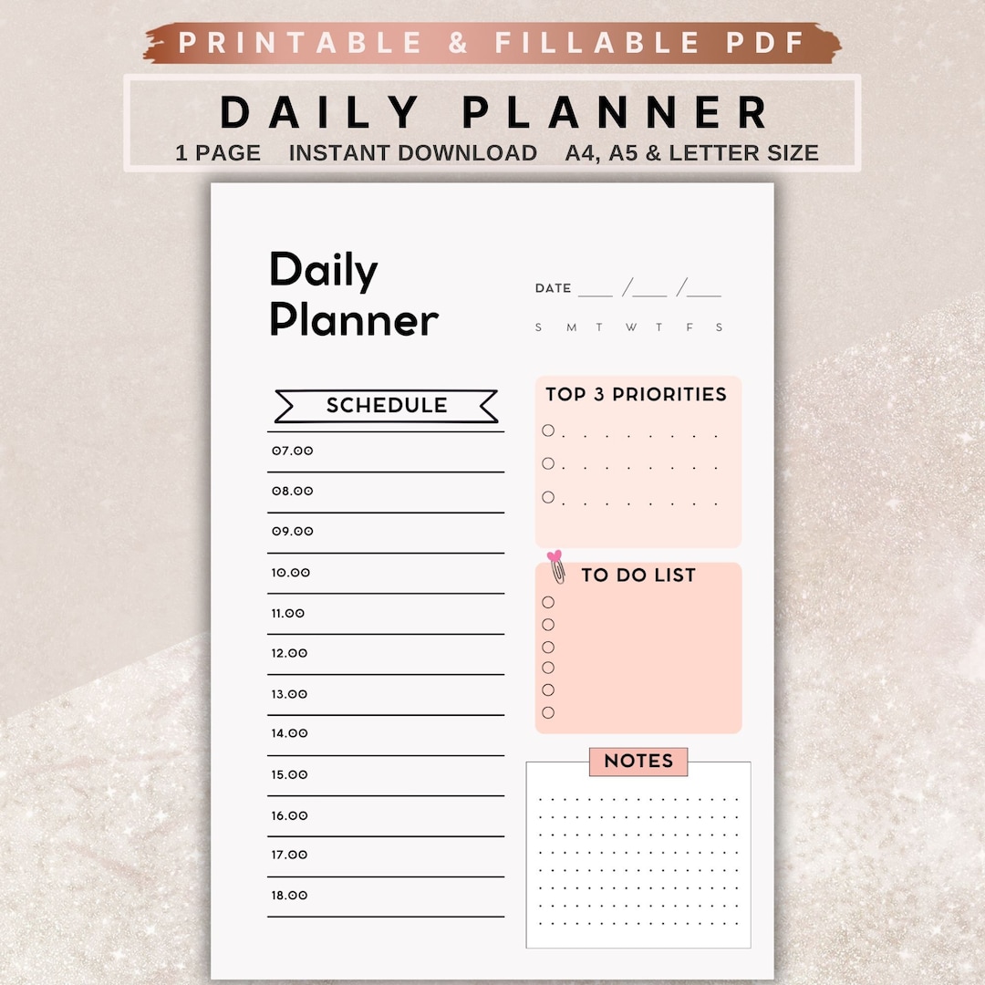 Hourly Daily Planner Printable, Editable to Do List Prints, Assignment ...