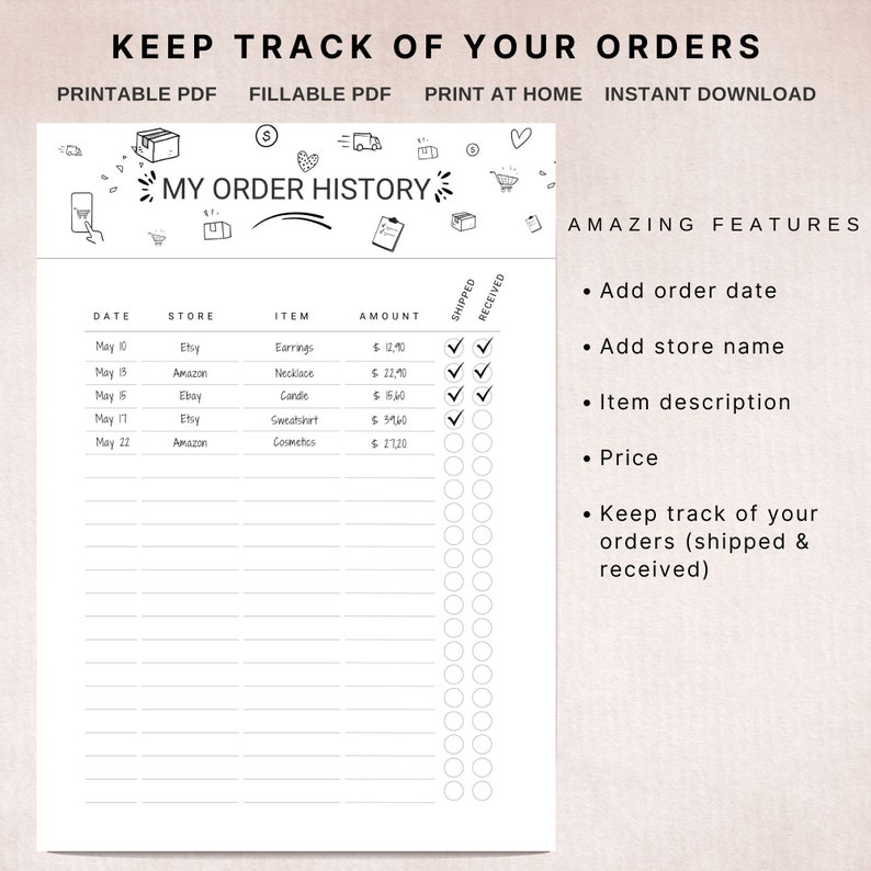 My Purchases and Order History Template, Purchase Order Tracker, View ...