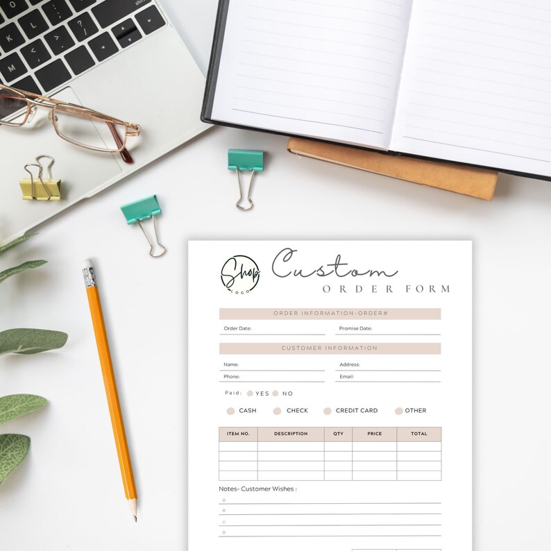 Customer Order Form Template, Purchase Order Form Canva, Order Request ...