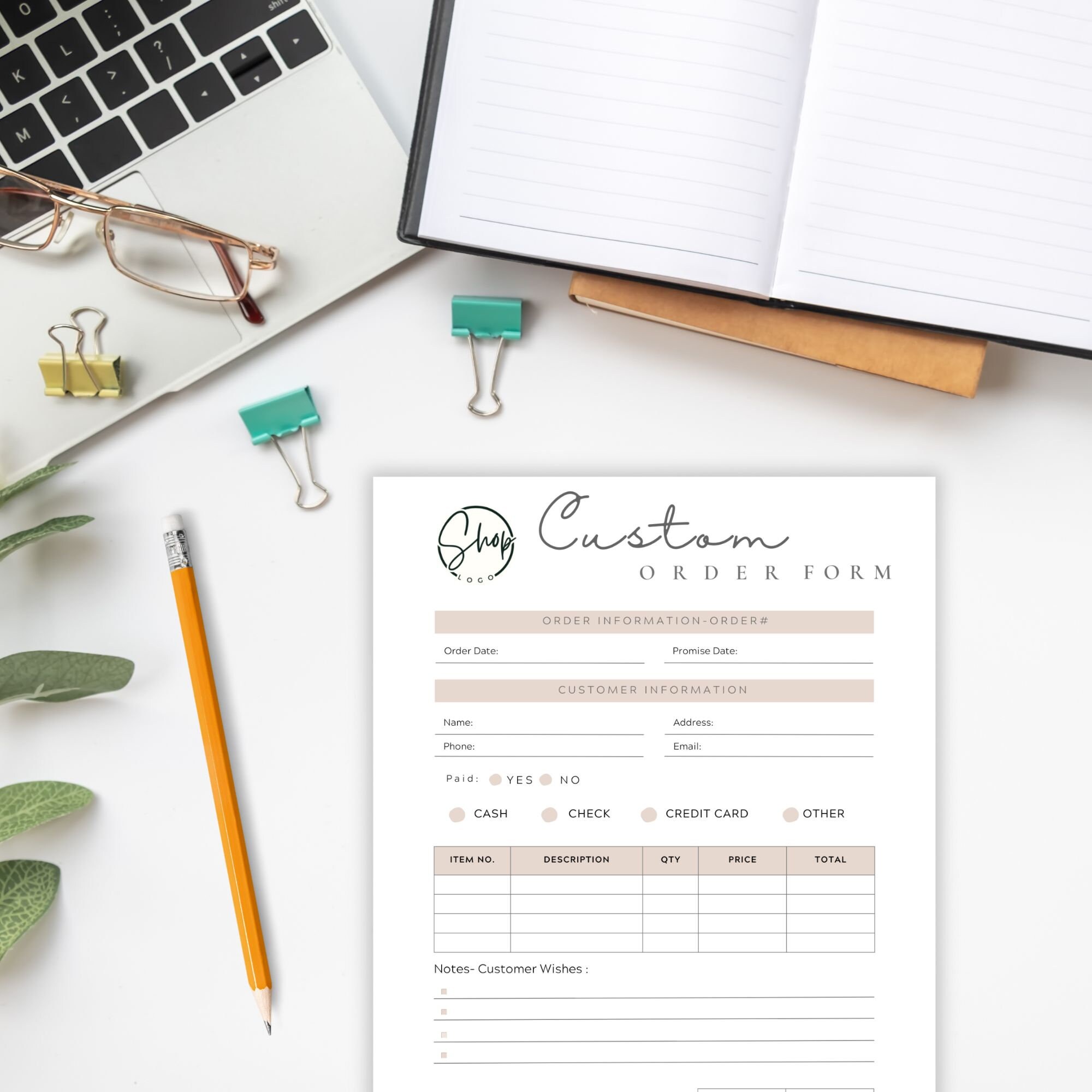 Customer Order Form Template, Purchase Order Form Canva, Order Request ...