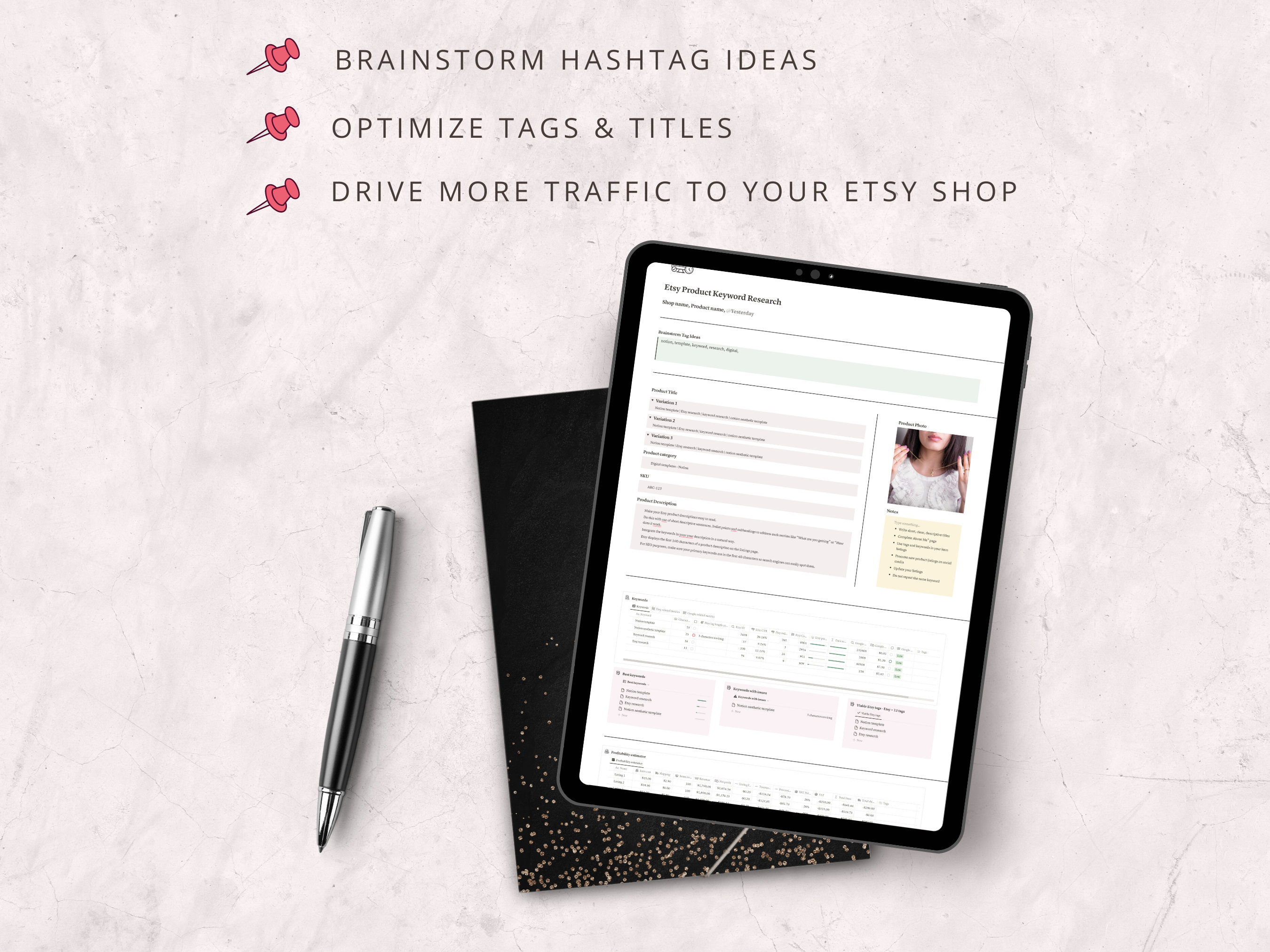 Digital Planner Notion Template, Keyword Research Tool for Etsy Product ...
