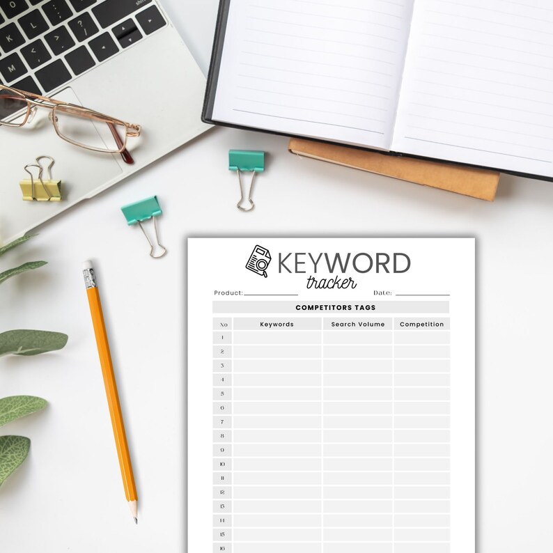 Printable Etsy Keyword List, Fillable Minimalist Keyword Tracker ...