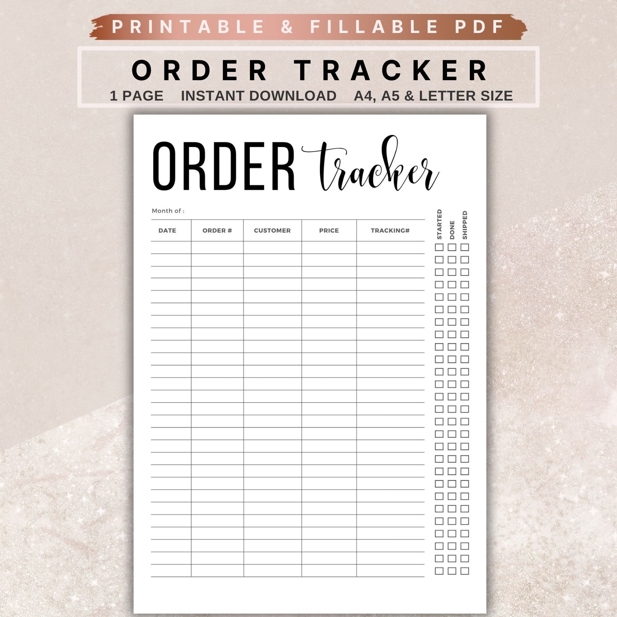 Digital Order Tracker Template, Sales Tracker for Small Business, Order ...