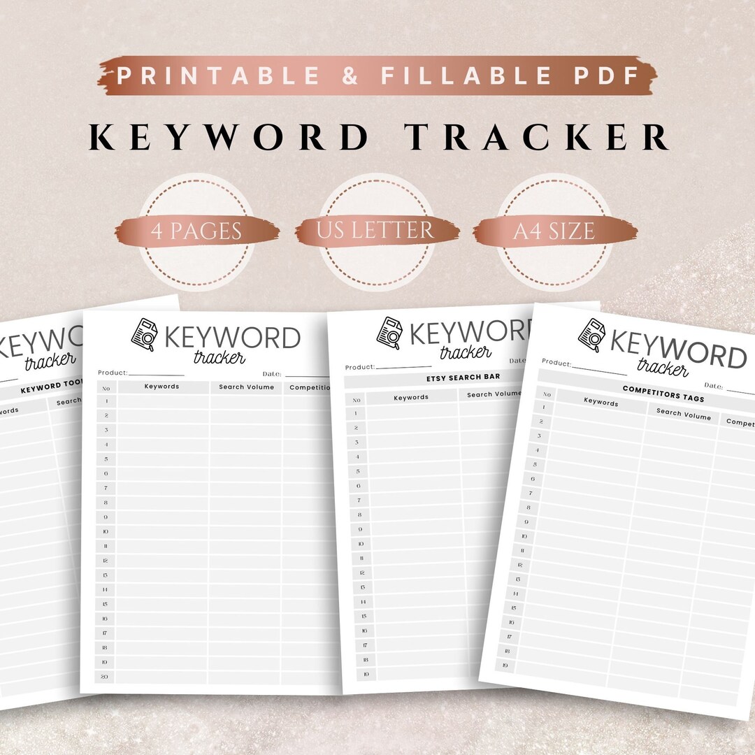 Printable Etsy Keyword List, Fillable Minimalist Keyword Tracker ...