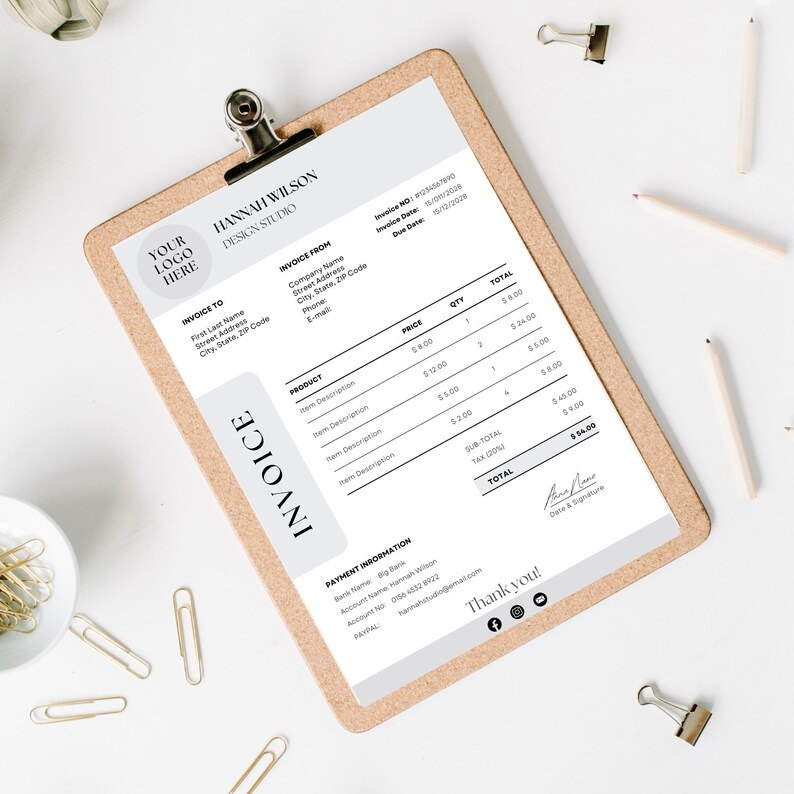 Downloadable Invoice Template, Customizable Invoice & Receipt Template ...