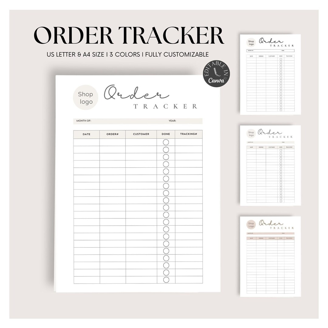 Order Tracking Form Printable, Editable Order Tracker Canva Template ...