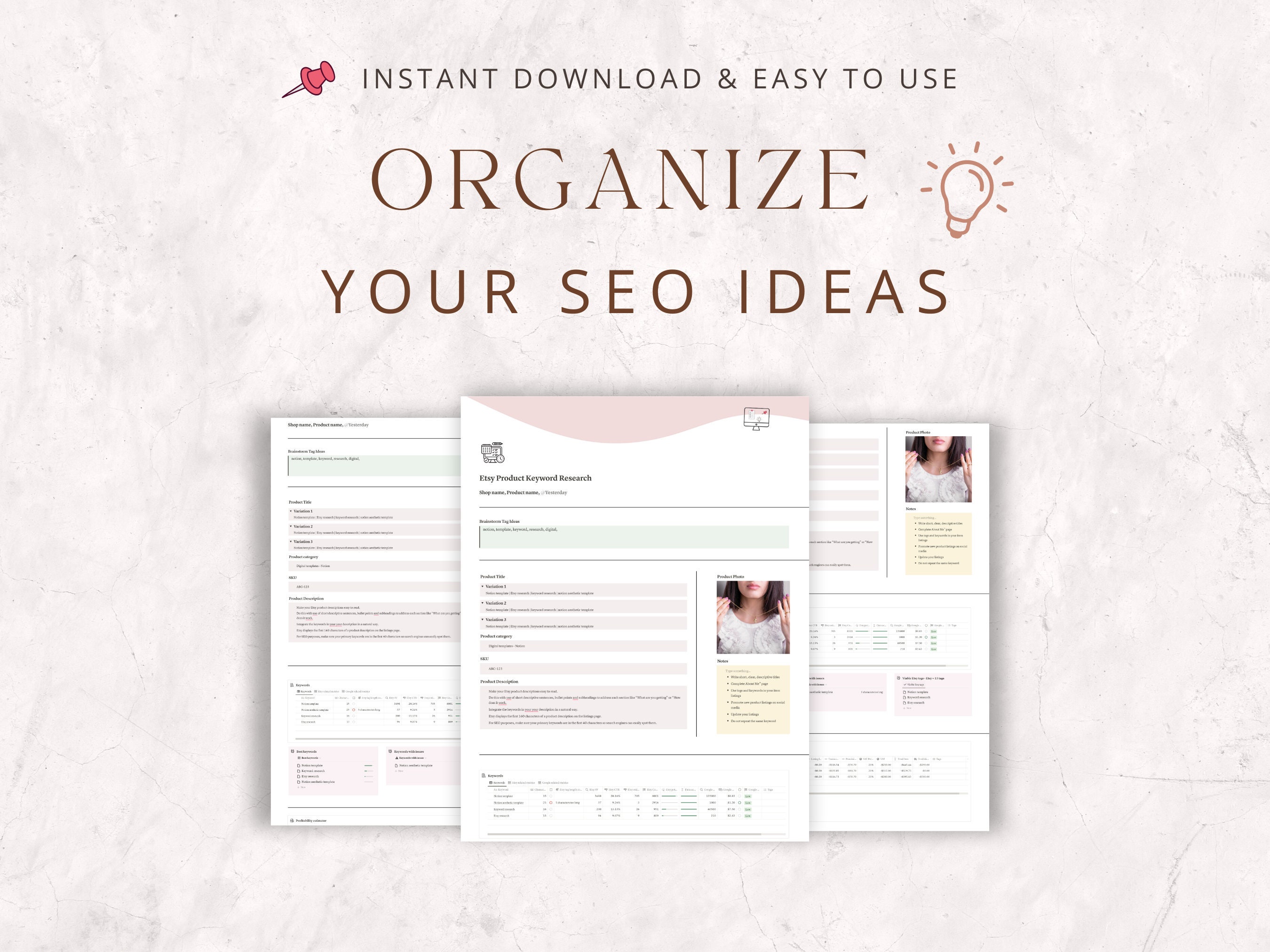 Digital Planner Notion Template, Keyword Research Tool for Etsy Product ...