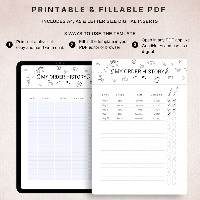 My Purchases and Order History Template, Purchase Order Tracker, View ...