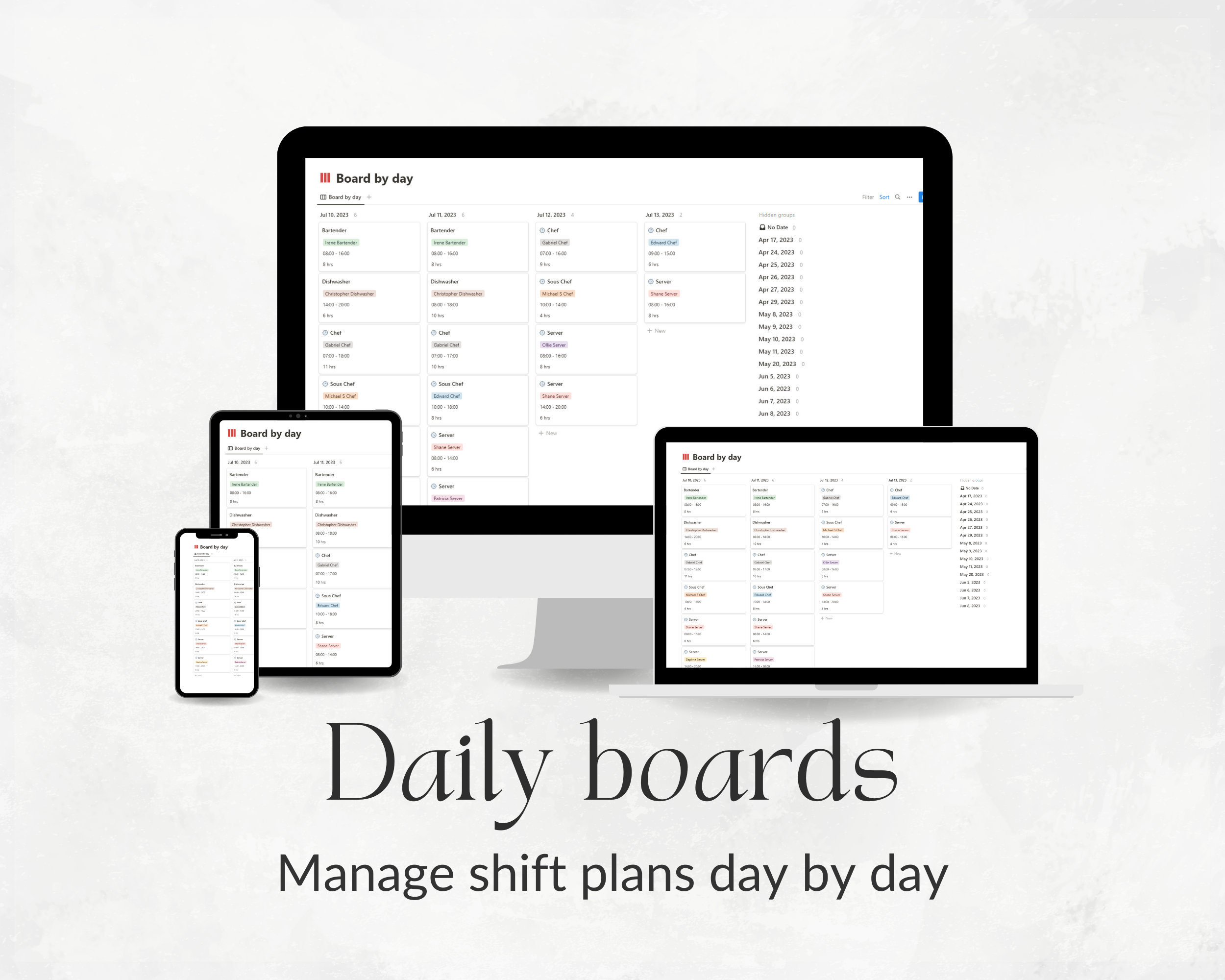 Employee Work Schedule Notion Template Staff Shift Planning Tool for ...