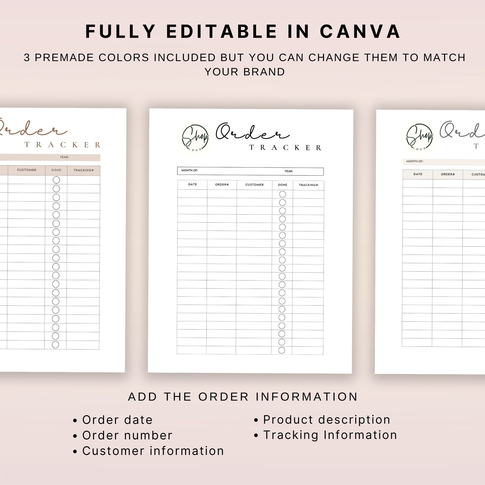 Online Order Tracker, Purchase Order Canva Template, Printable Etsy ...