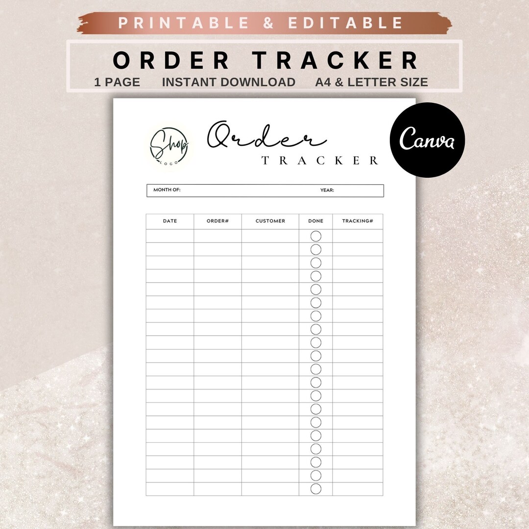 Online Order Tracker, Purchase Order Canva Template, Printable Etsy ...