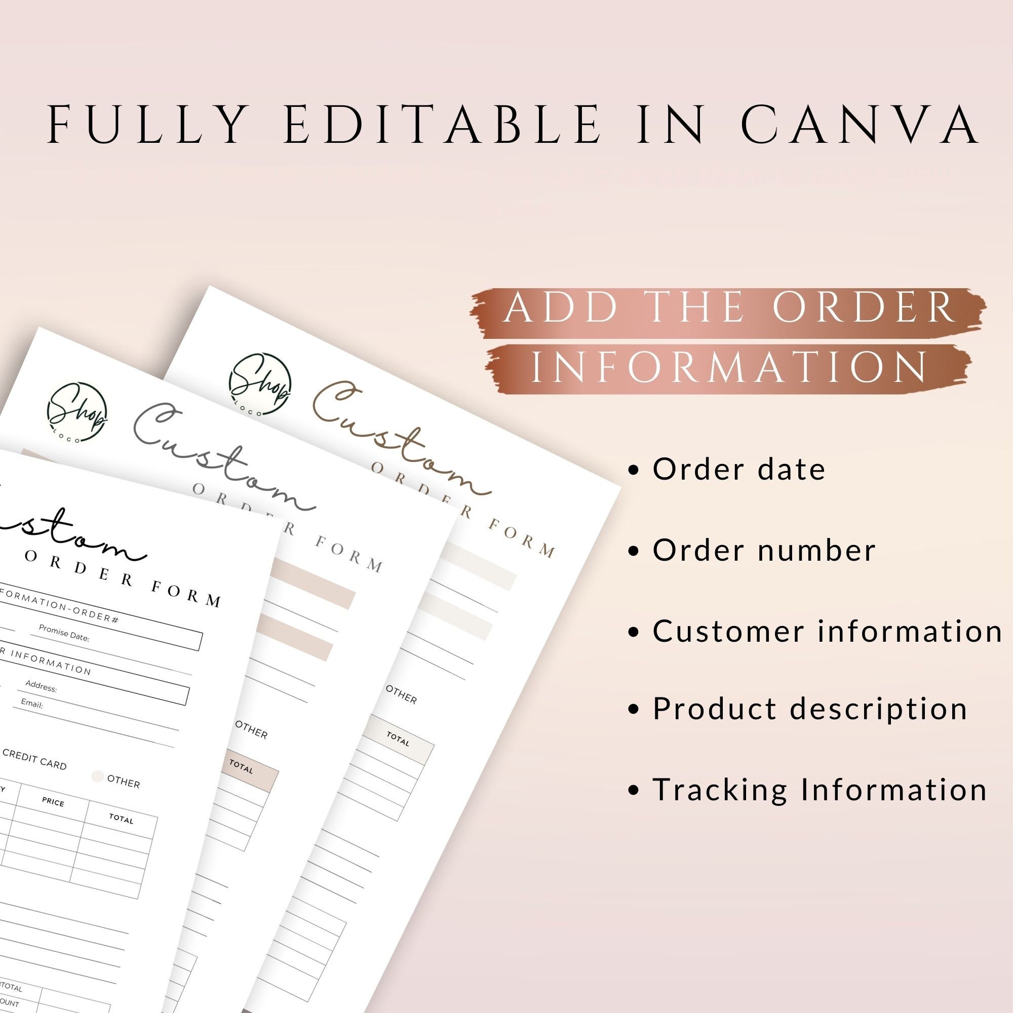 Customer Order Form Template, Purchase Order Form Canva, Order Request ...