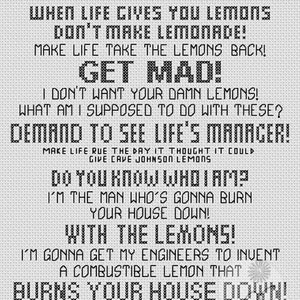 The ORIGINAL Lemons Rant Sampler Printable PDF Pattern - Etsy