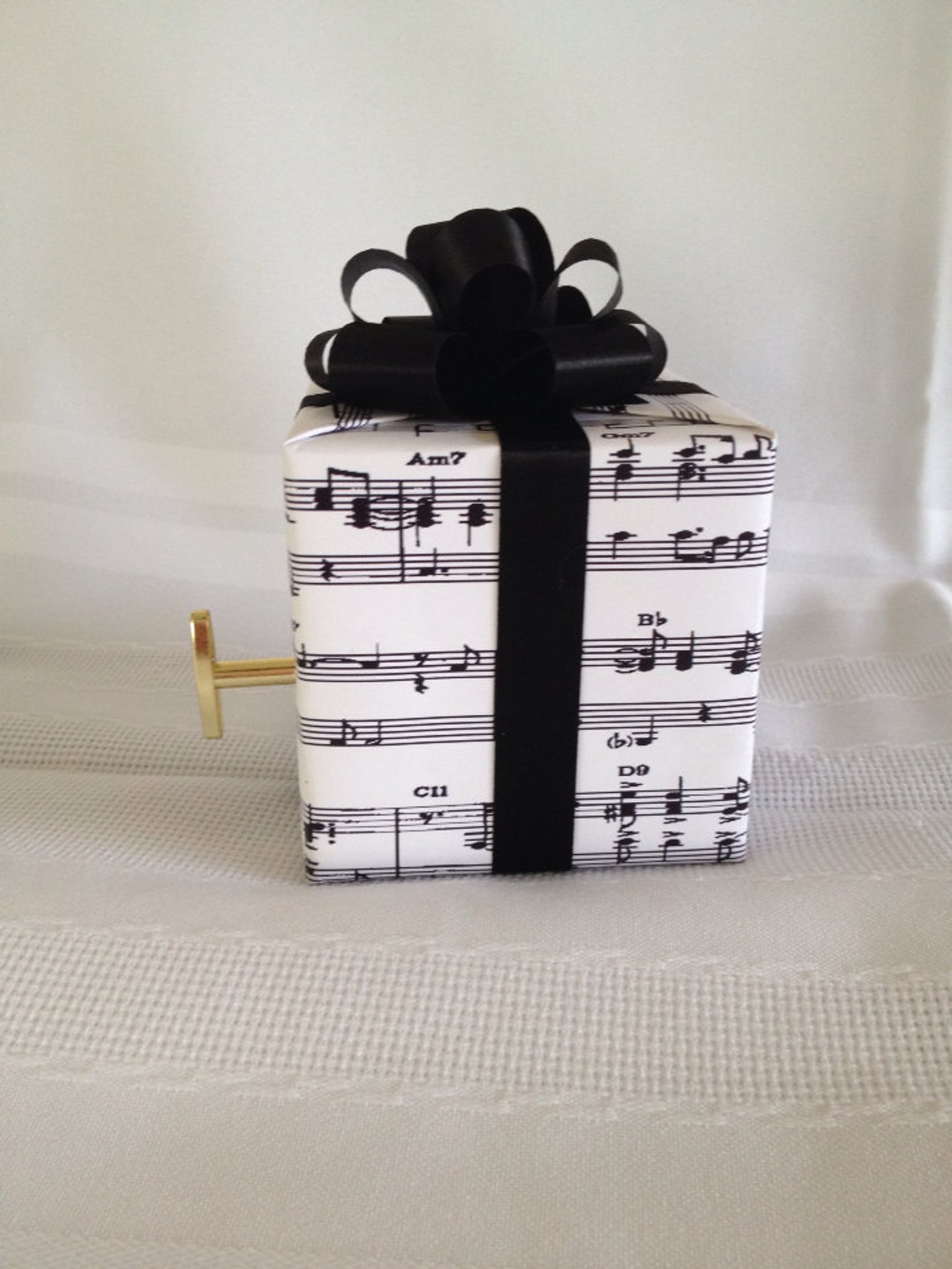 Musical Notes Music Box Wrapped as a Gift | Etsy