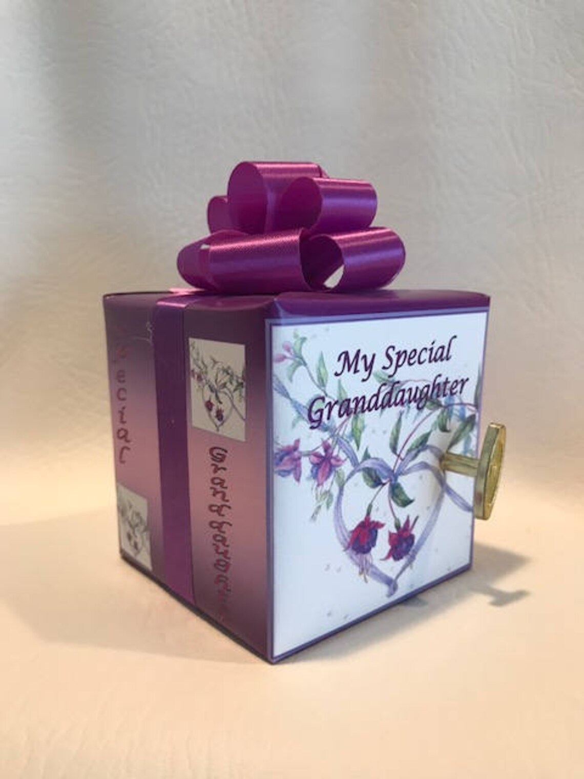 Purple Floral Music box wrapped as a gift | Etsy