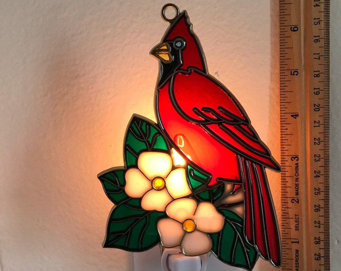 Stained Glass Cardinal Sun Catcher Window Display Etsy