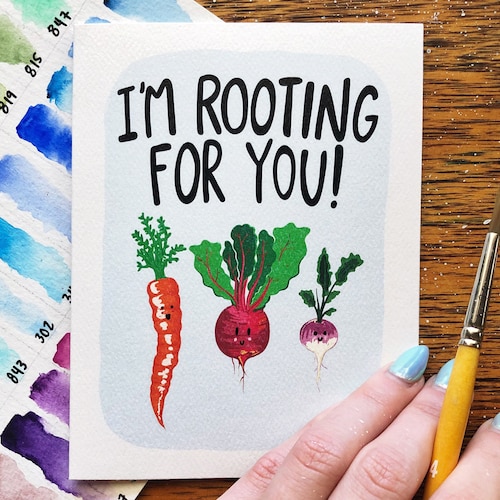 I'm Rooting for You Greeting Card Watercolor - Etsy