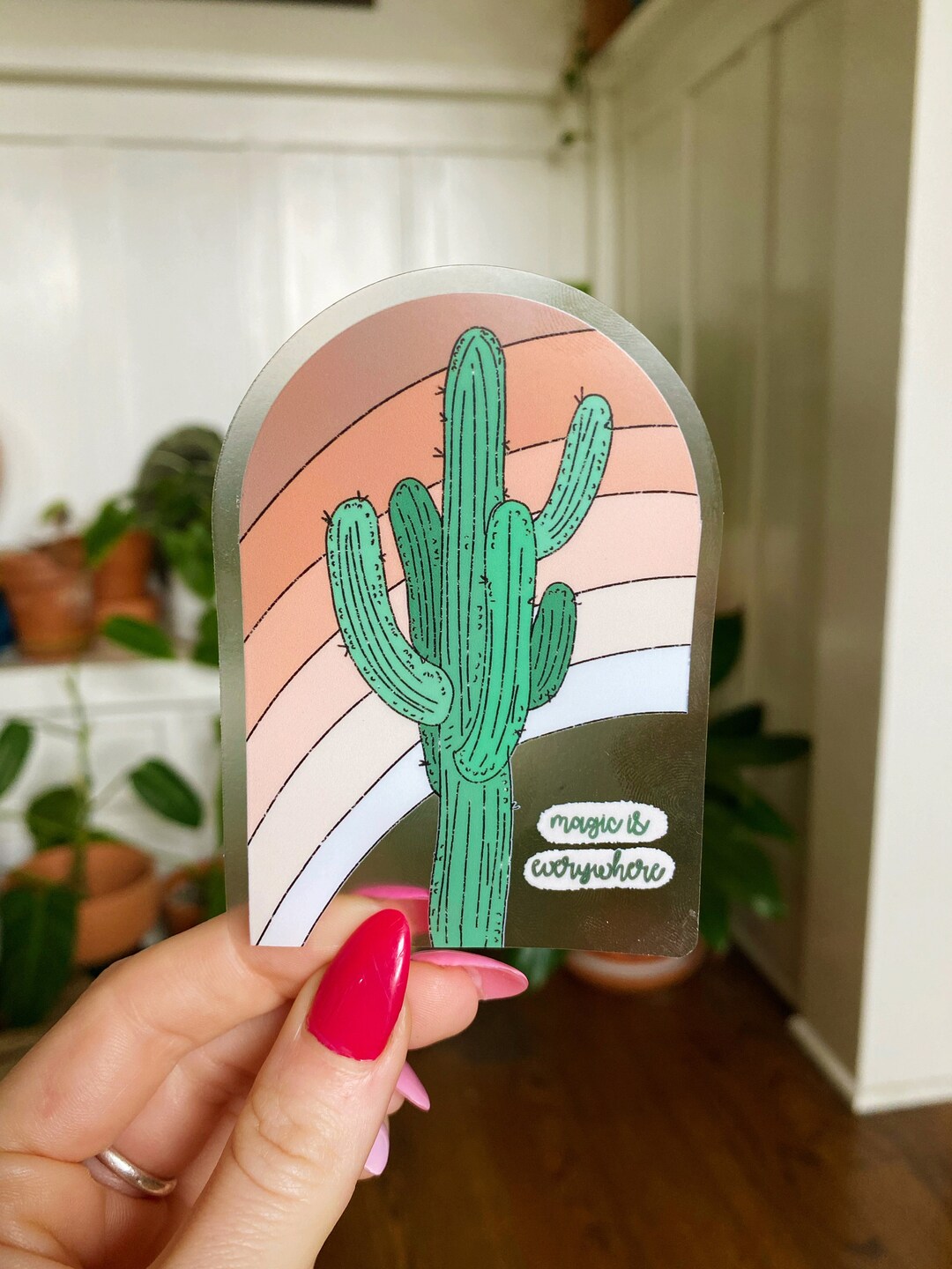 Cactus & Neutral Rainbow Transparent Sticker | Vinyl | Plants - Etsy
