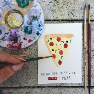 Netflix + Pizza | Greeting Card | Watercolor | TV - Etsy