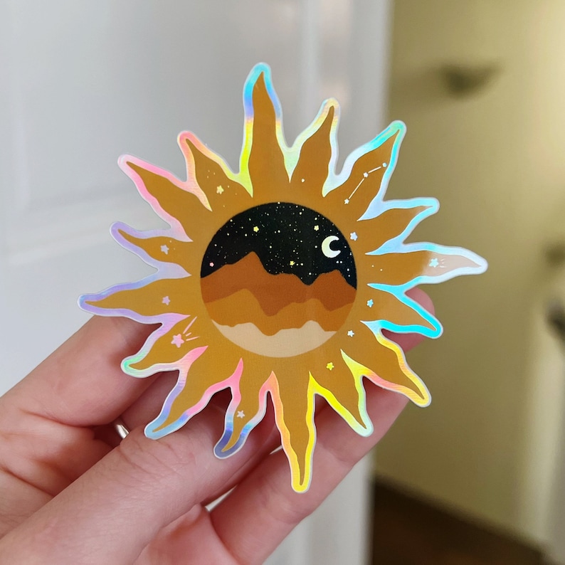 Holographic Sun & Night Sky Sticker - Etsy