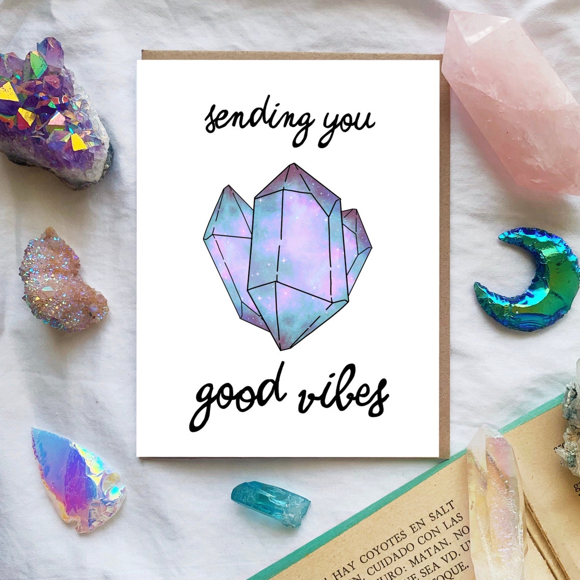 Sending You Good Vibes | Greeting Card | Watercolor | Crystal | New Age ...