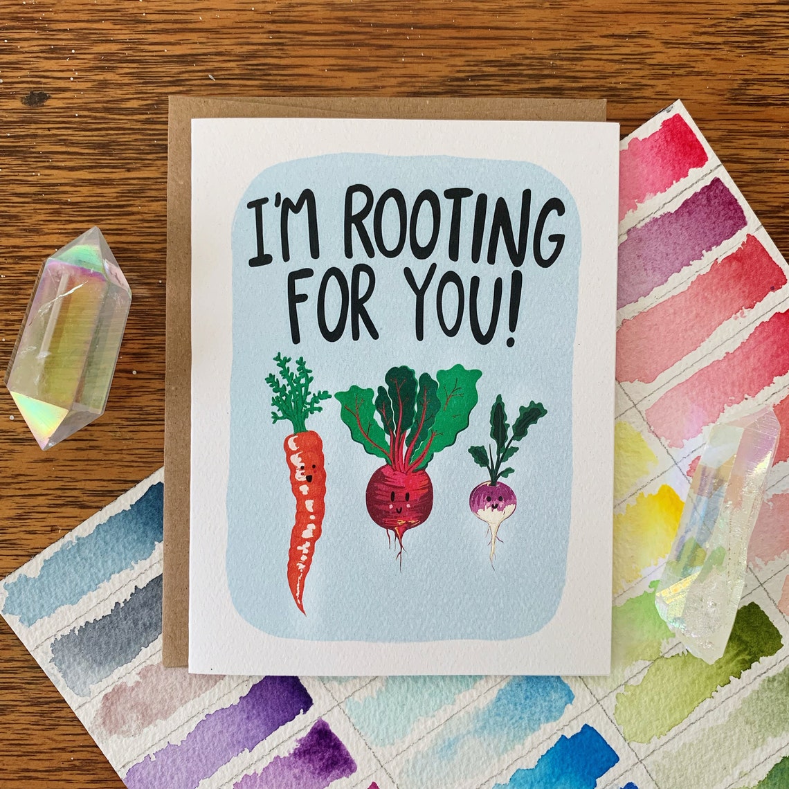I'm Rooting for You Greeting Card Watercolor - Etsy