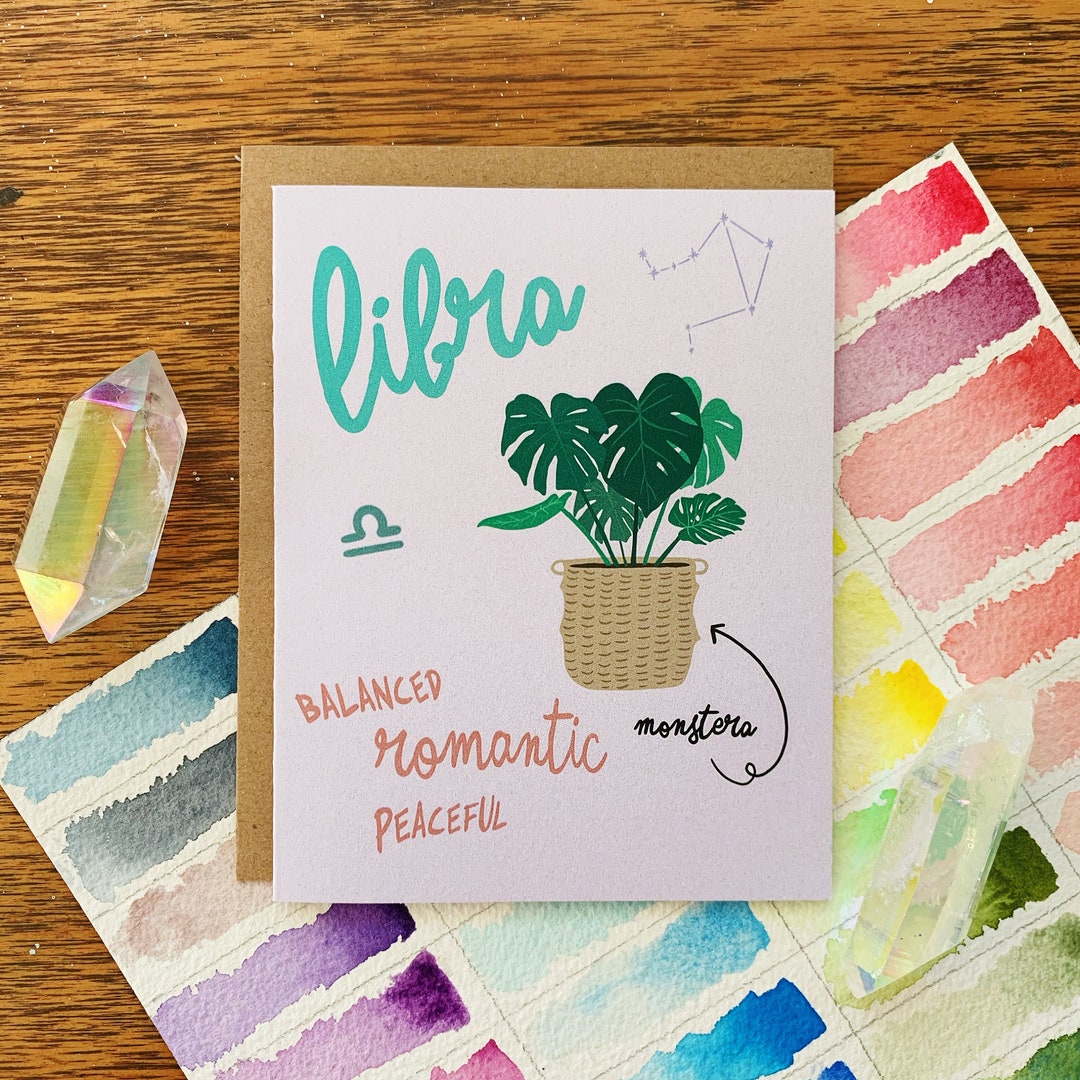 Libra Zodiac Houseplant | Greeting Card | Astrology | Plants - Etsy