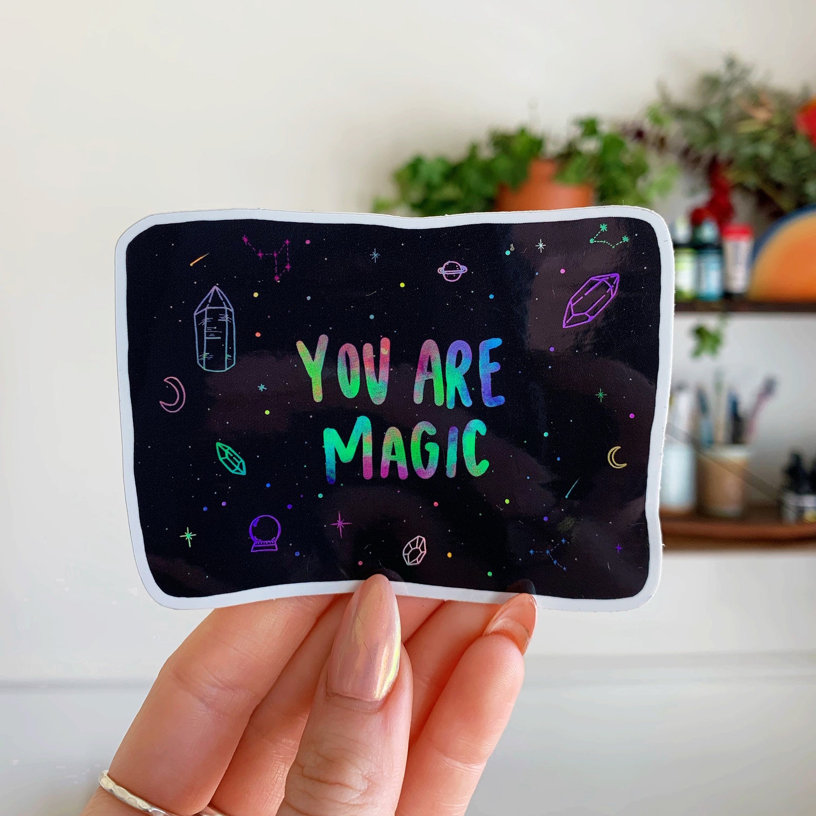 3.5 You Are Magic Holographic Sticker Moon Crystal - Etsy