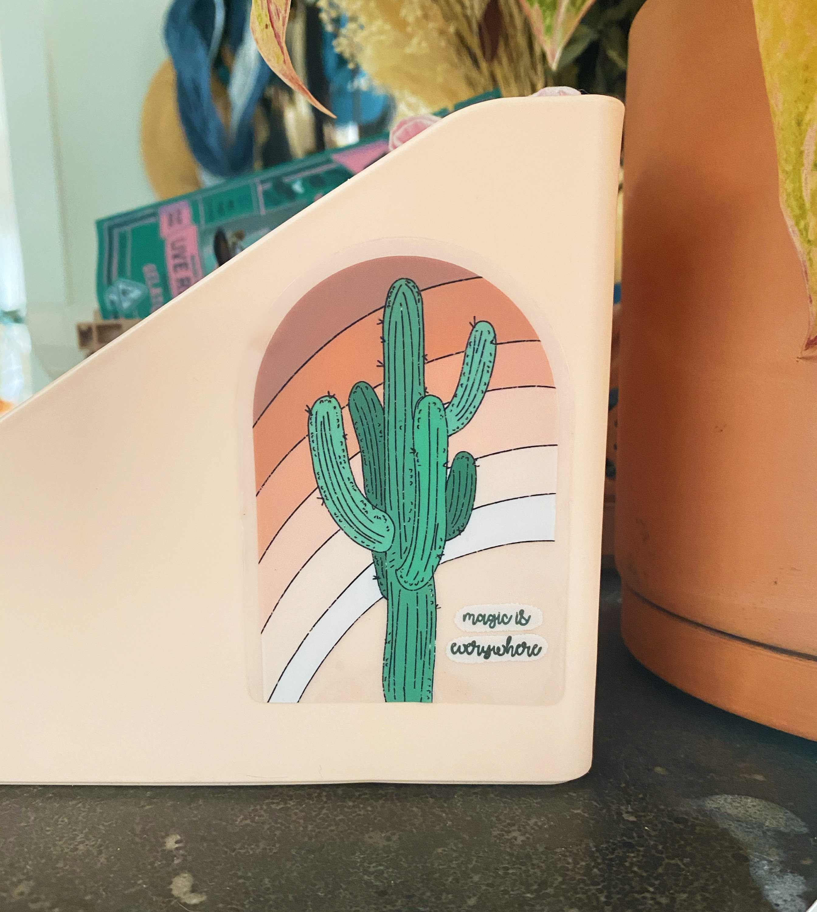 Cactus & Neutral Rainbow Transparent Sticker | Vinyl | Plants - Etsy