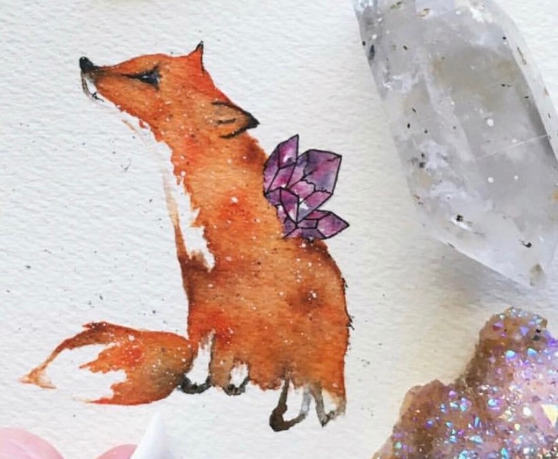 Juniper Fox | Watercolor Fox | Crystal - Etsy