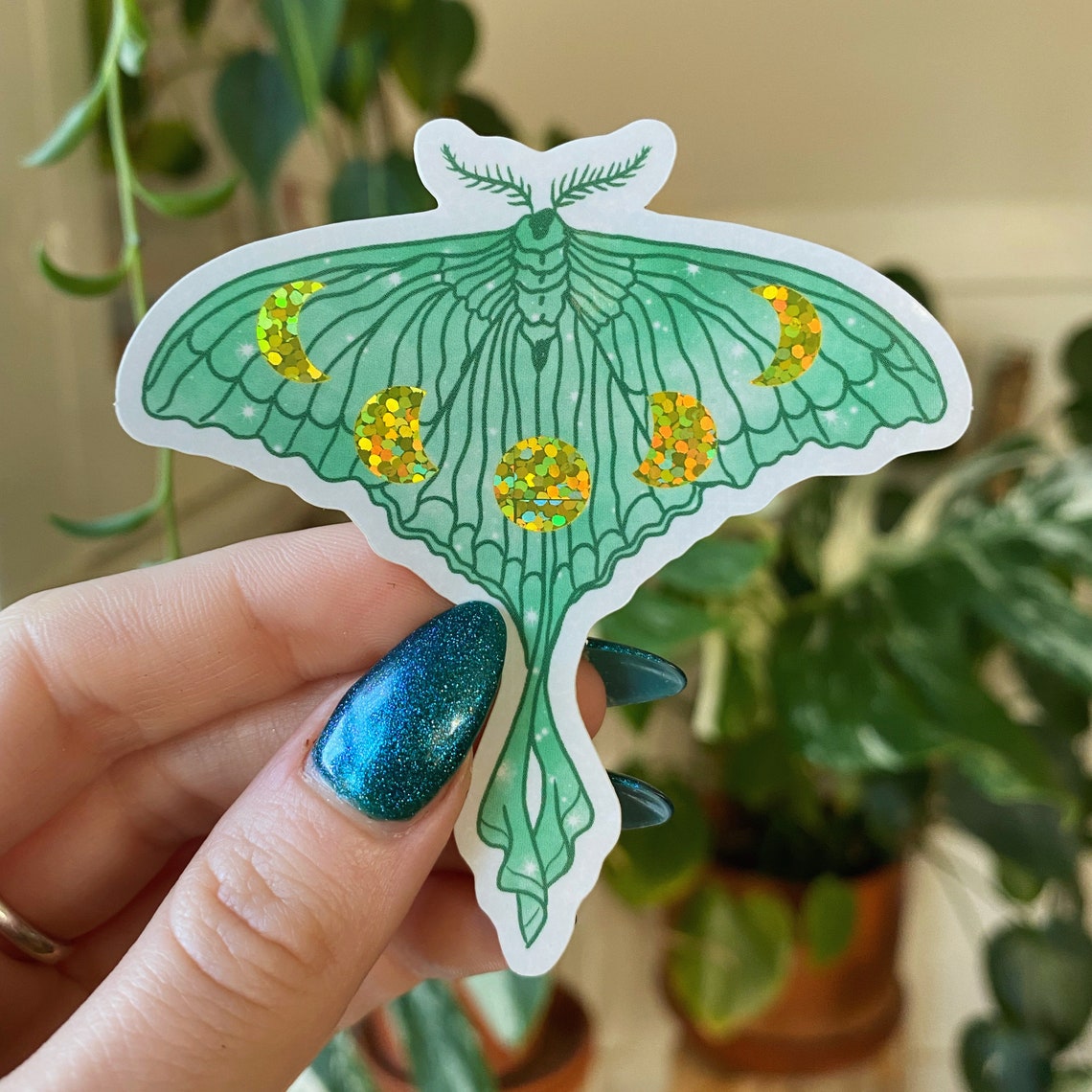 Glitter Luna Moth Sticker Moon Phase Moth | Etsy