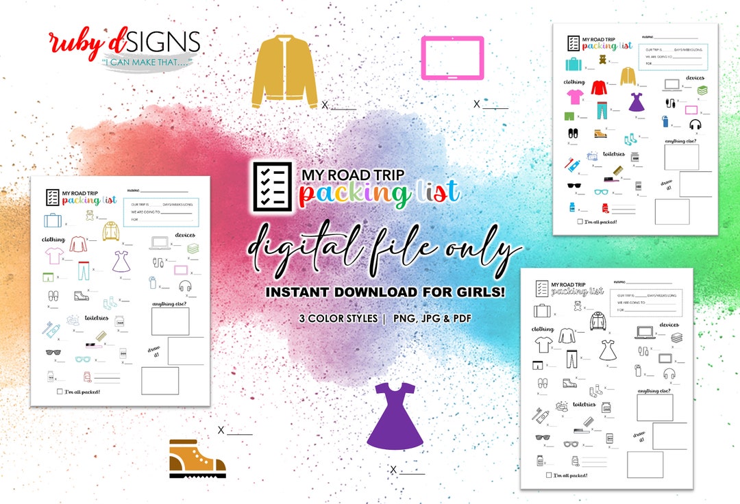 Printable Road Trip Packing List for Girls - Stay Organized and Travel ...